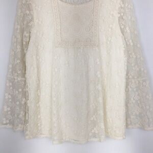 indigo soul | Tops | Floral Lace Bell Sleeve Fairy Blouse Ivory Cream ...